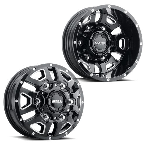 16x6 Ultra 003BM Hunter Gloss Black Milled FORD TRANSIT HD DUALLY Whee ...