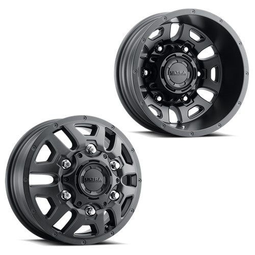 16x6 Ultra 003SB Hunter Satin Black SPRINTER DUALLY Wheels 6x205 Set o ...