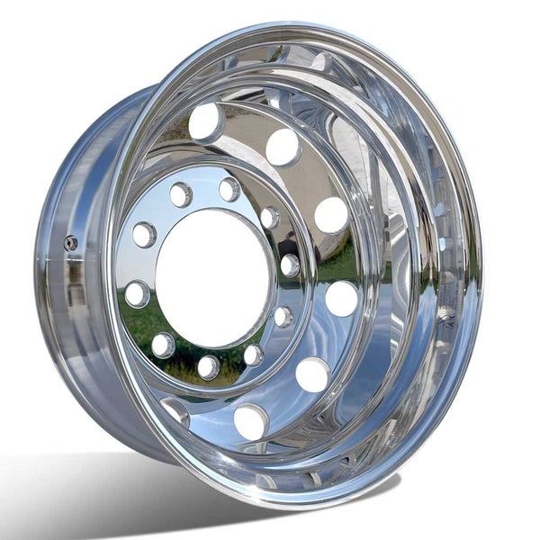 24.5x8.25 Northstar Stud-Pilot Mirror Polished Tandem Rear Axle 6 Whee ...