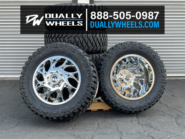 20x8.25 D740 Fuel Runner Chrome 05-UP FORD 19-UP DODGE DUALLY Wheels 8 ...