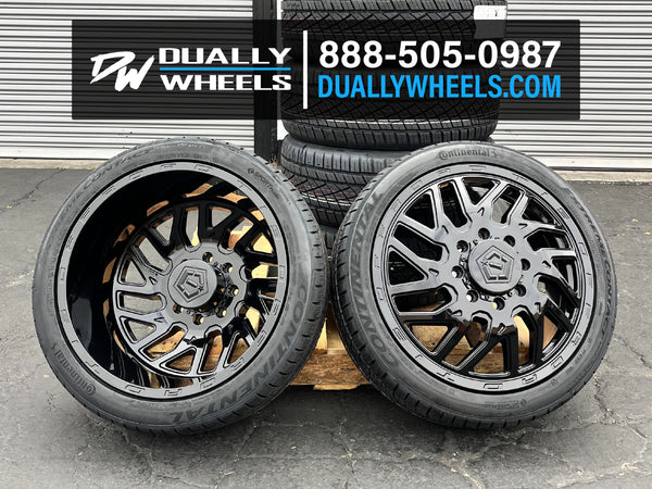 22x8.25 TIS 544B Gloss Black 05-UP FORD 19-UP DODGE DUALLY Wheels 8x20 ...