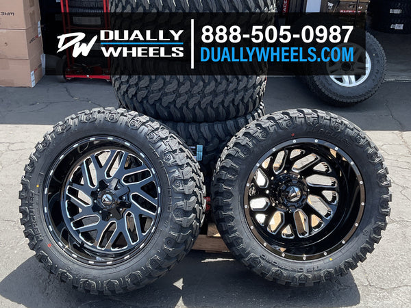20x12 Fuel D581 Triton Gloss Black Milled PRE-19 DODGE DUALLY SUPER SI ...