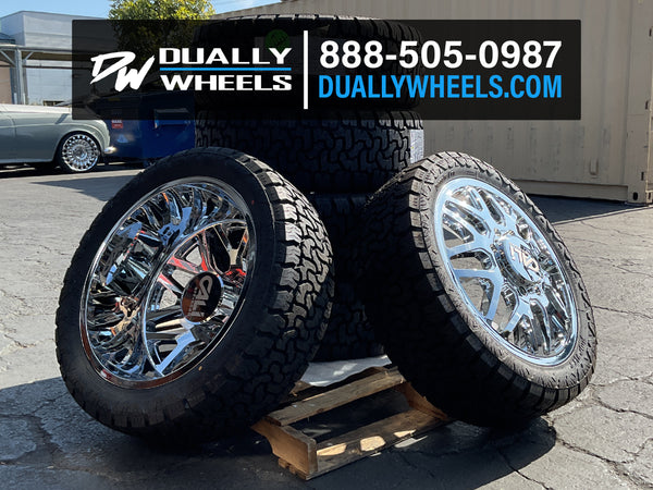 22x8.25 Cali Invader 9115D Chrome PRE-11 GM PRE-19 DODGE Dually Wheels