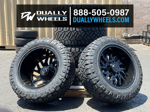 22x10 TIS 544B Gloss Black 11-UP GM DUALLY SUPER SINGLE Wheels 8 Lug S ...