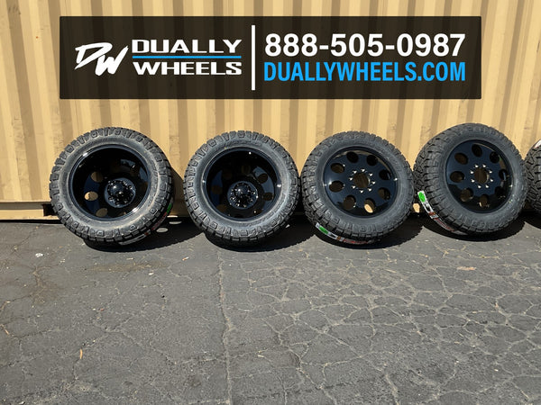 20x8.25 Ion 167 Gloss Black 05-UP FORD 19-UP DODGE DUALLY Wheels 8x200 ...