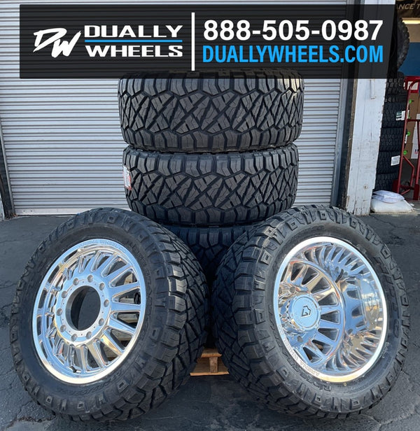 24x8.25 Arena A110 Rival Milled and Polished 11-UP GM DUALLY Wheels 8x ...