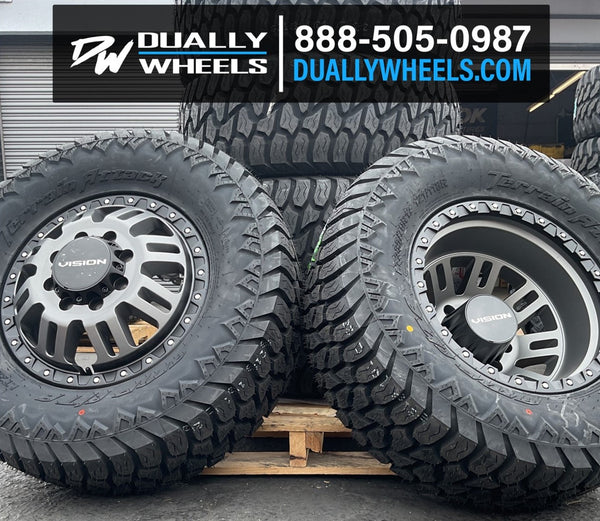 16x6 Vision 408 Manx 2 Dually Satin Grey PRE-11 GM PRE-19 DODGE PRE-99 ...