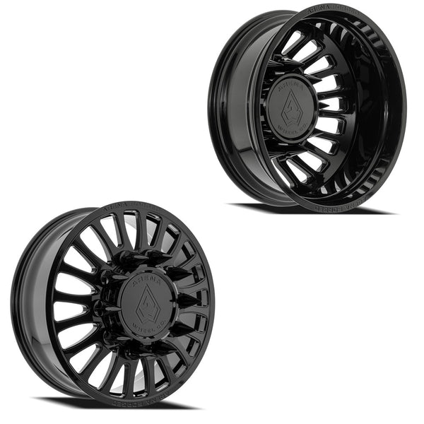 24x8.25 Arena AF103 Shoreline Glossy Black FORD/DODGE FORGED DUALLY Wh ...