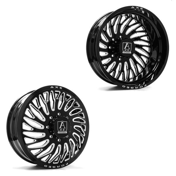 24x8.25 Axe AF10 Black Milled 11-UP GM DIRECTIONAL FORGED DUALLY Wheel ...