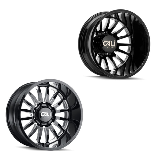 20x9 Cali Off-Road 9110D Summit Gloss Black Milled 11-UP GM DUALLY SUP ...