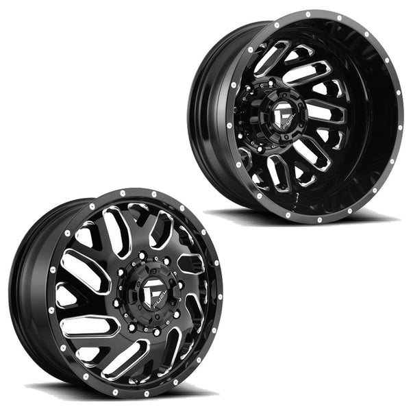 20x8.25 D581 Fuel Triton Black Milled 11-UP GM DUALLY Wheels 8x210 Set ...
