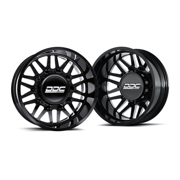 22x11 DDC Aftermath Black Milled 11-UP GM DUALLY SUPER SINGLE Wheels 8 ...
