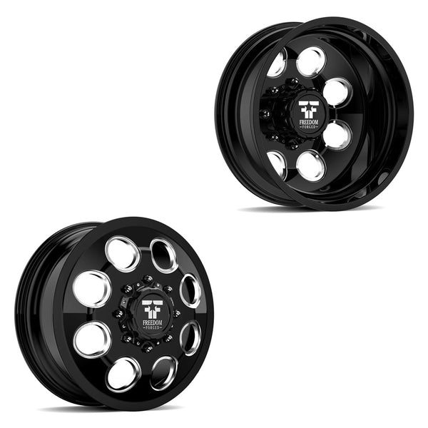 20x8.25 Freedom Forged FF01 Founder Gloss Black and Milled 05-UP FORD ...
