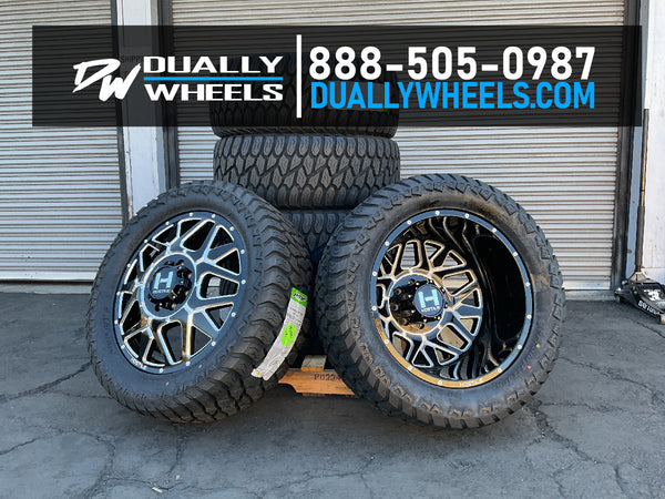 20x8.25 Hostile H402 Diablo Black Milled PRE-11 GM PRE-19 DODGE DUALLY ...