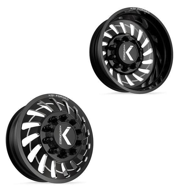 26x8.25 KG1 Forged KD005 Razor Gloss Black Milled FORD/DODGE DIRECTION ...