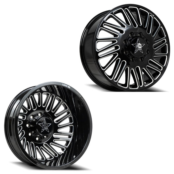 20x8.25 Luxxx LHD19 Blk Mill 05-UP FORD 19-UP DODGE DUALLY Wheels 8x20 ...