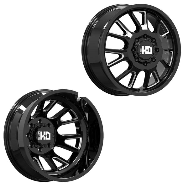 17x6.5 Luxxx LHD37 Blk Mill PRE-11 GM PRE-19 DODGE DUALLY Wheels 8x6.5 ...