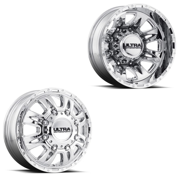 17x6.5 Ultra 049C Predator Chrome PRE-11 GM PRE-19 DODGE DUALLY Wheels ...